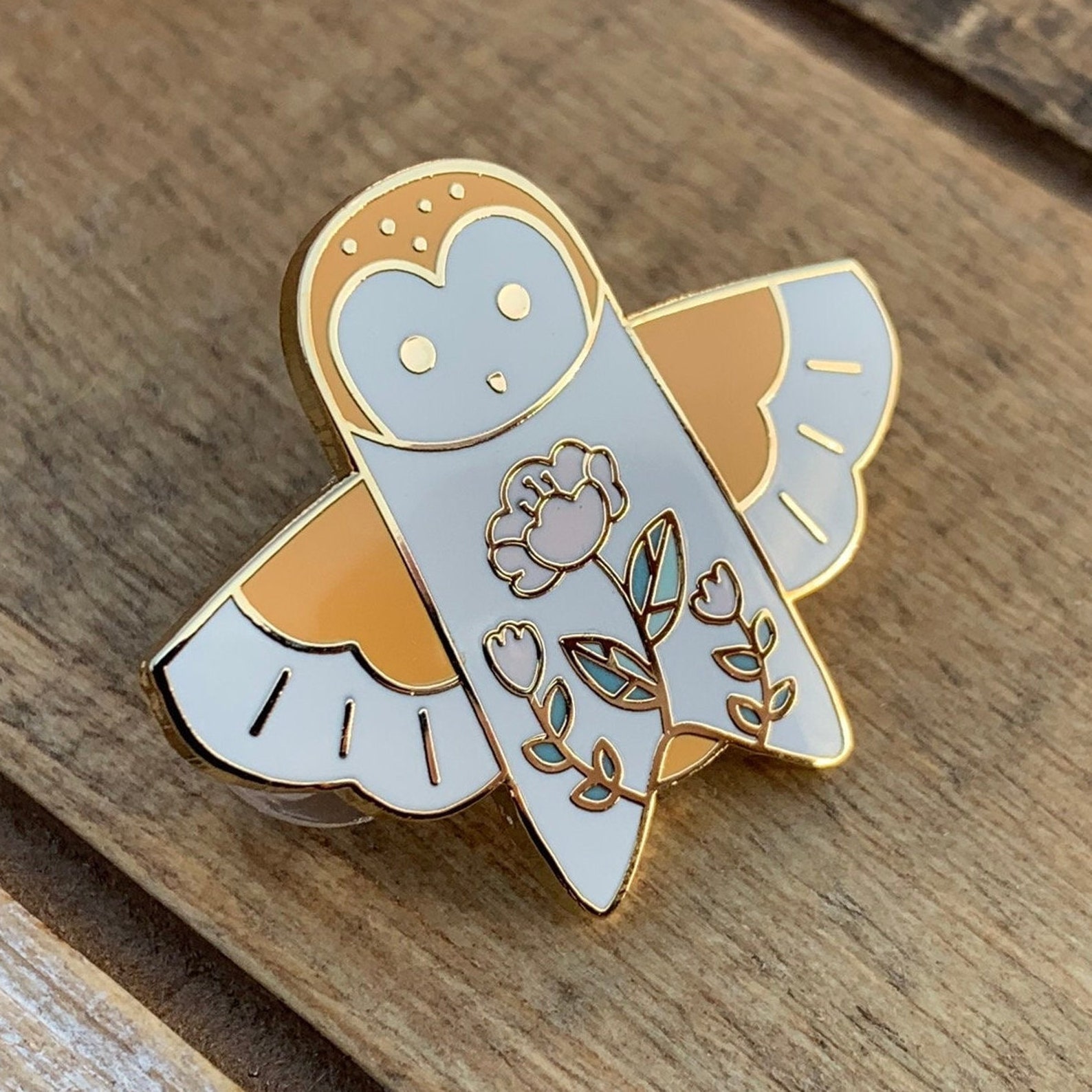 Floral Barn Owl Hard Enamel Pin Owl Lapel Pin Christmas Gift - Etsy