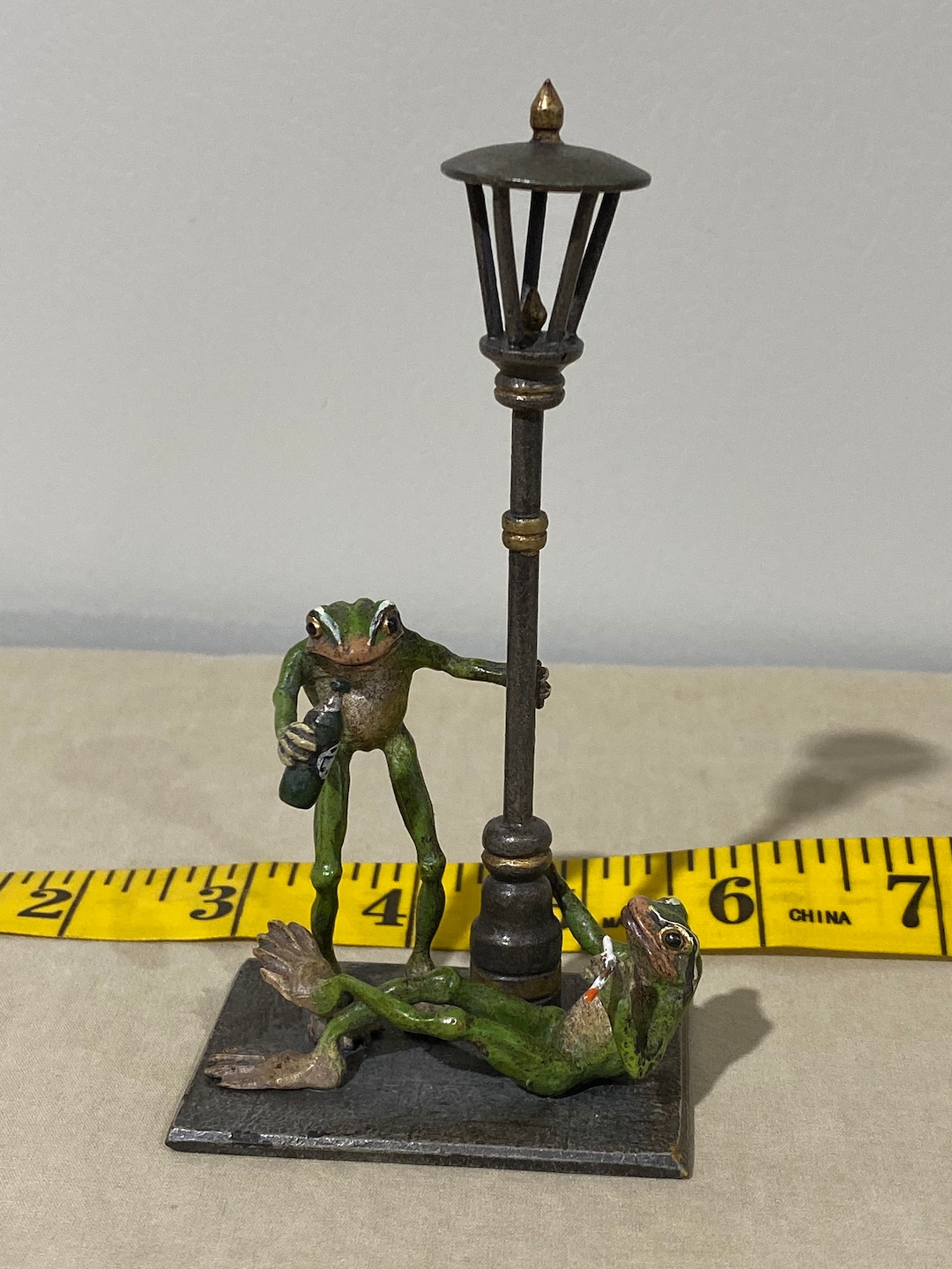 Austrian Bronze Frogs Drinking and Smoking Under a Streetlight - Etsy