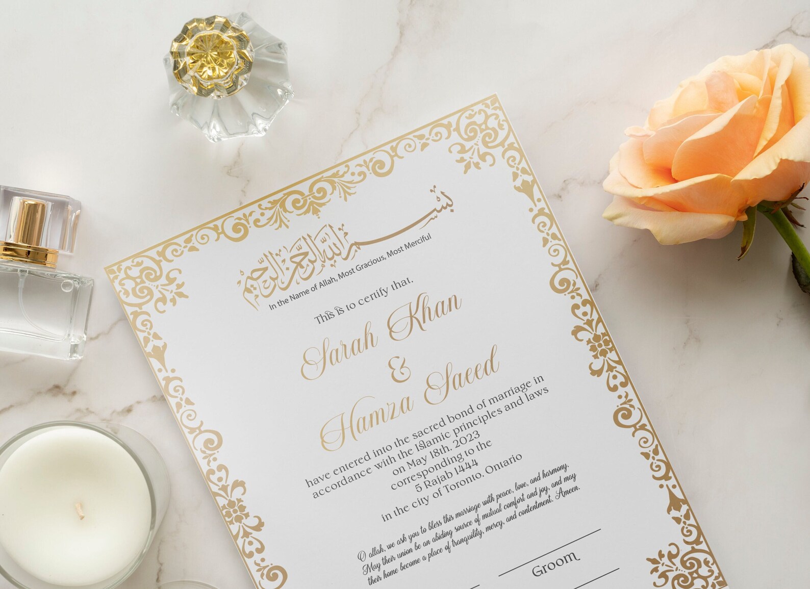 Nikkah Certificate PDF Printable Nikkah Certificate Nikkah - Etsy Canada