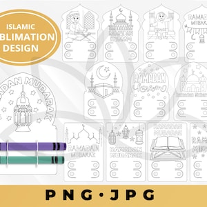 Ramadan Colouring Cards Bundle, Ramadan Crayon Holder, Ramadan ...