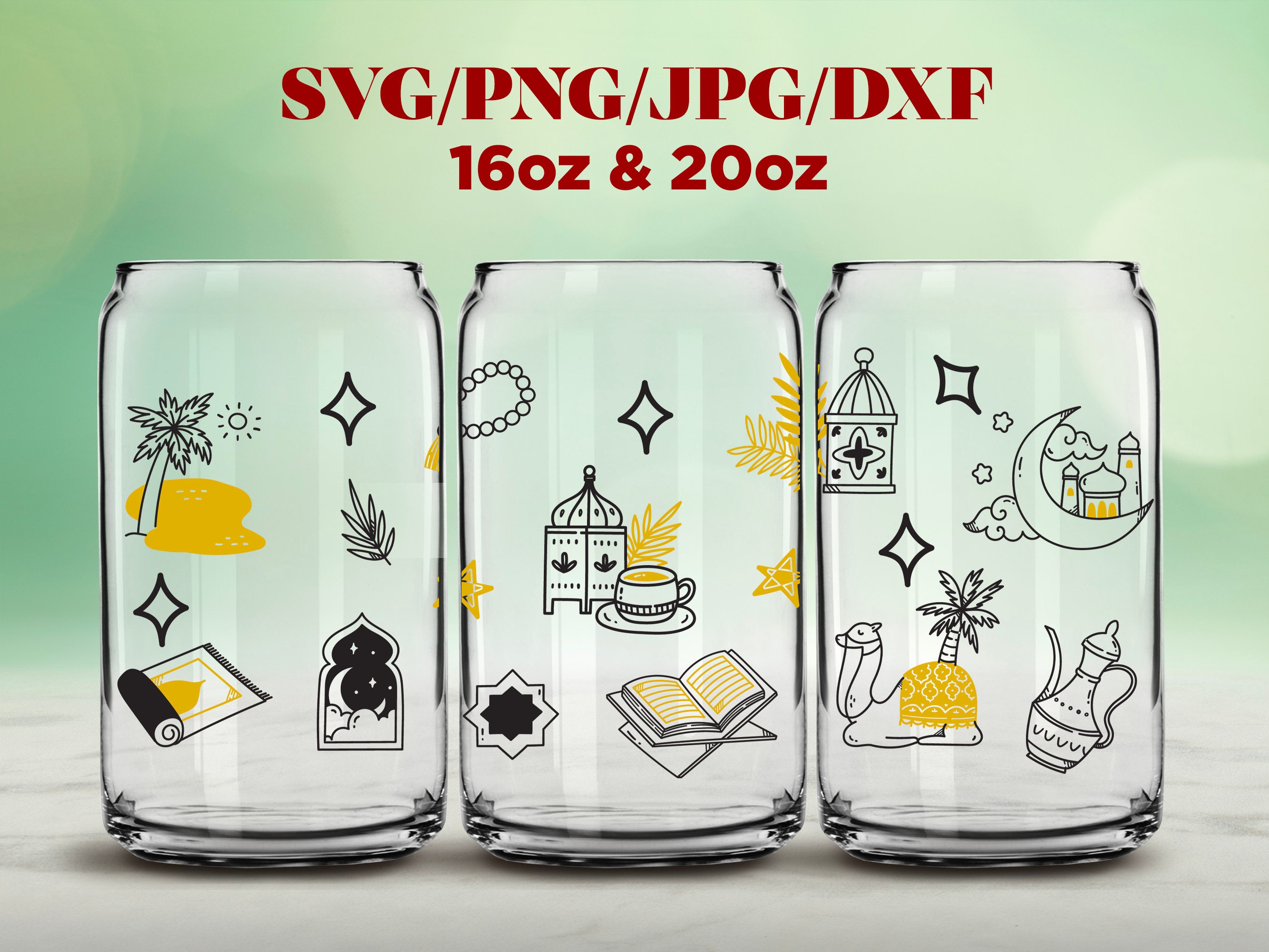 Ramadan Glass Can Svg Ramadan Can Glass Wrap Libbey 16oz | Etsy