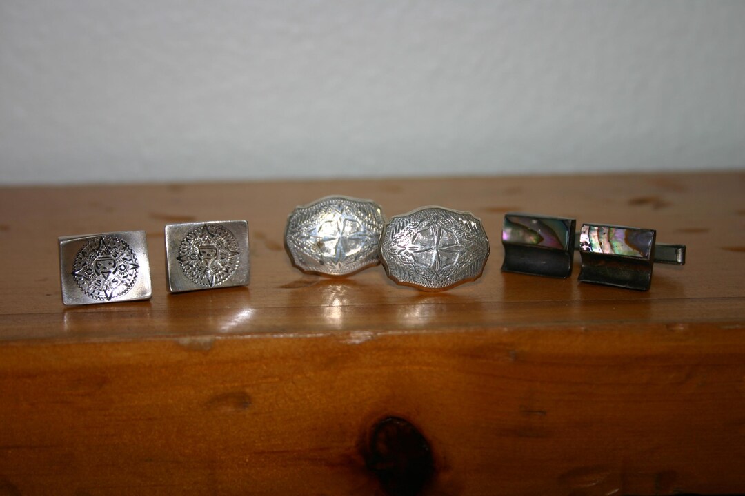 MEXICAN SILVER - 3 Sets of Cufflinks - Sterling, Vintage - Etsy