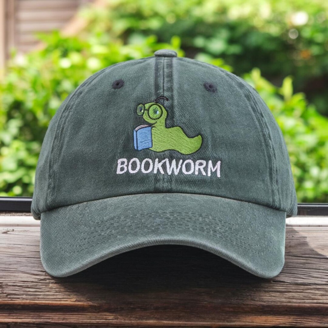Bookworm Embroidered Hat, Book Lover Hat, Bookish Hat, Embroidered Book ...