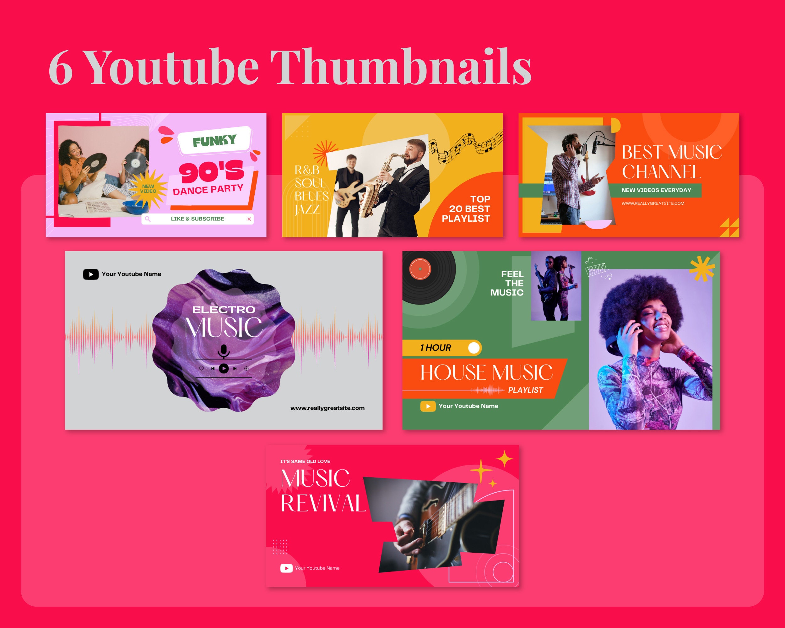 Youtube Branding Kit, Music Theme, Rainbow Colors, Personalized Youtube ...