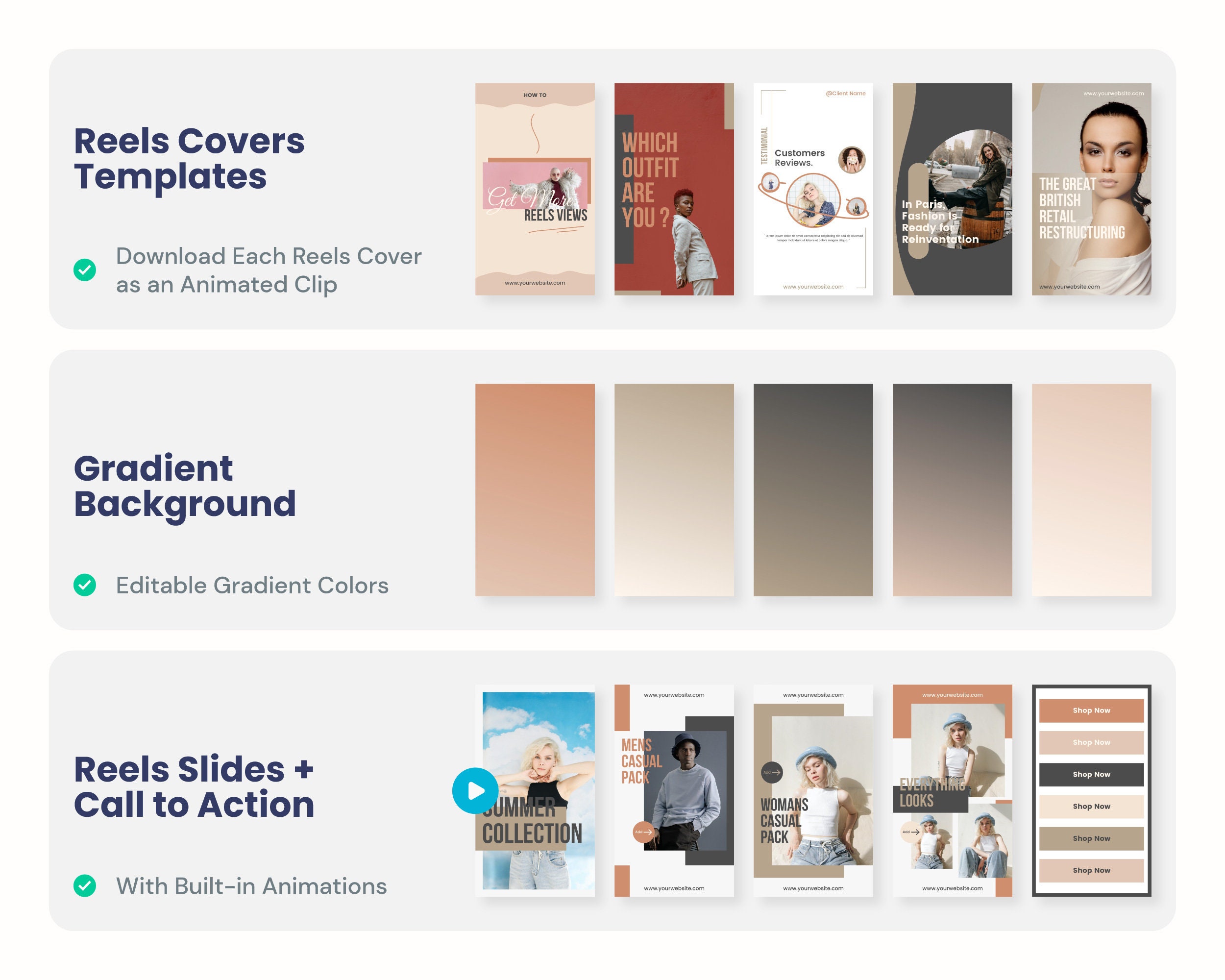 30 Instagram Reels Template Beiges, Fashion Elegant Canva Template for ...
