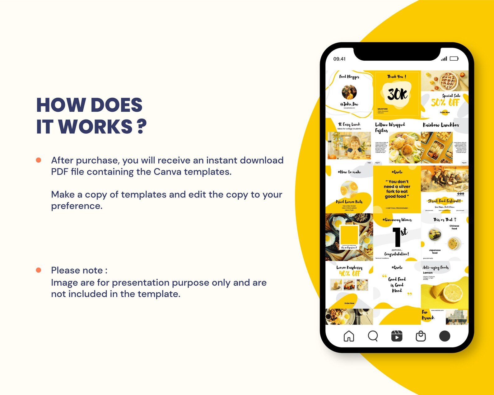 FOOD INSTAGRAM POST Templates — Sunday Brunch, Food Blogger Canva ...