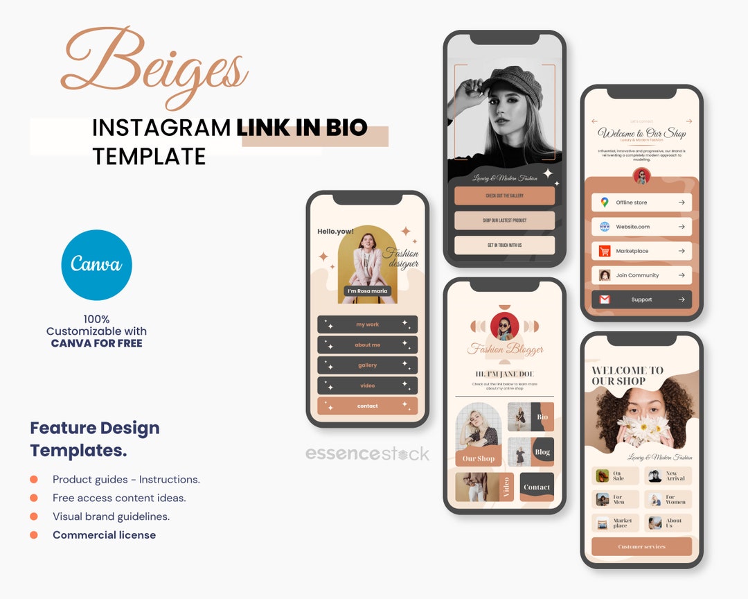 5+ Bio Link Template Beiges, Canva Template for Social Media Fashion ...