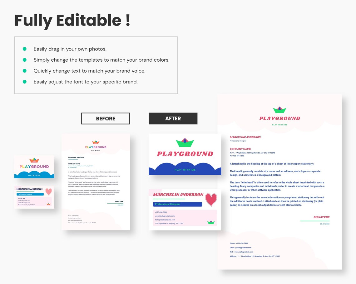 Business Card & Letterhead Template, Fun, Colorful Business Card Design ...