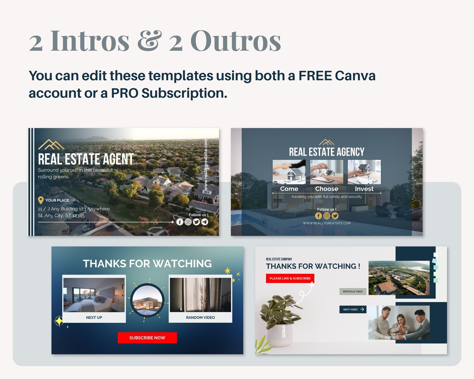 Real Estate Youtube Thumbnail Template, Youtube Branding Kit for Real ...