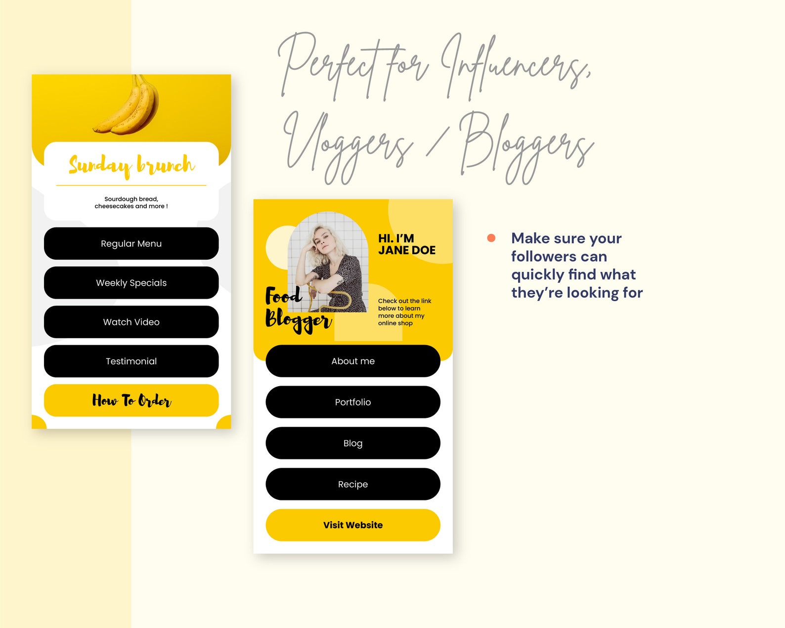 Canva Bio Link Template — Sunday Brunch, Food Canva Link in Bio ...
