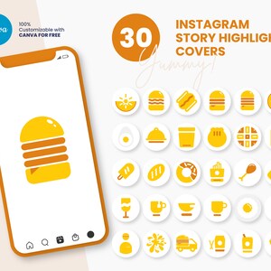 Instagram Highlight Covers for Food, Canva Instagram Story Highlight ...