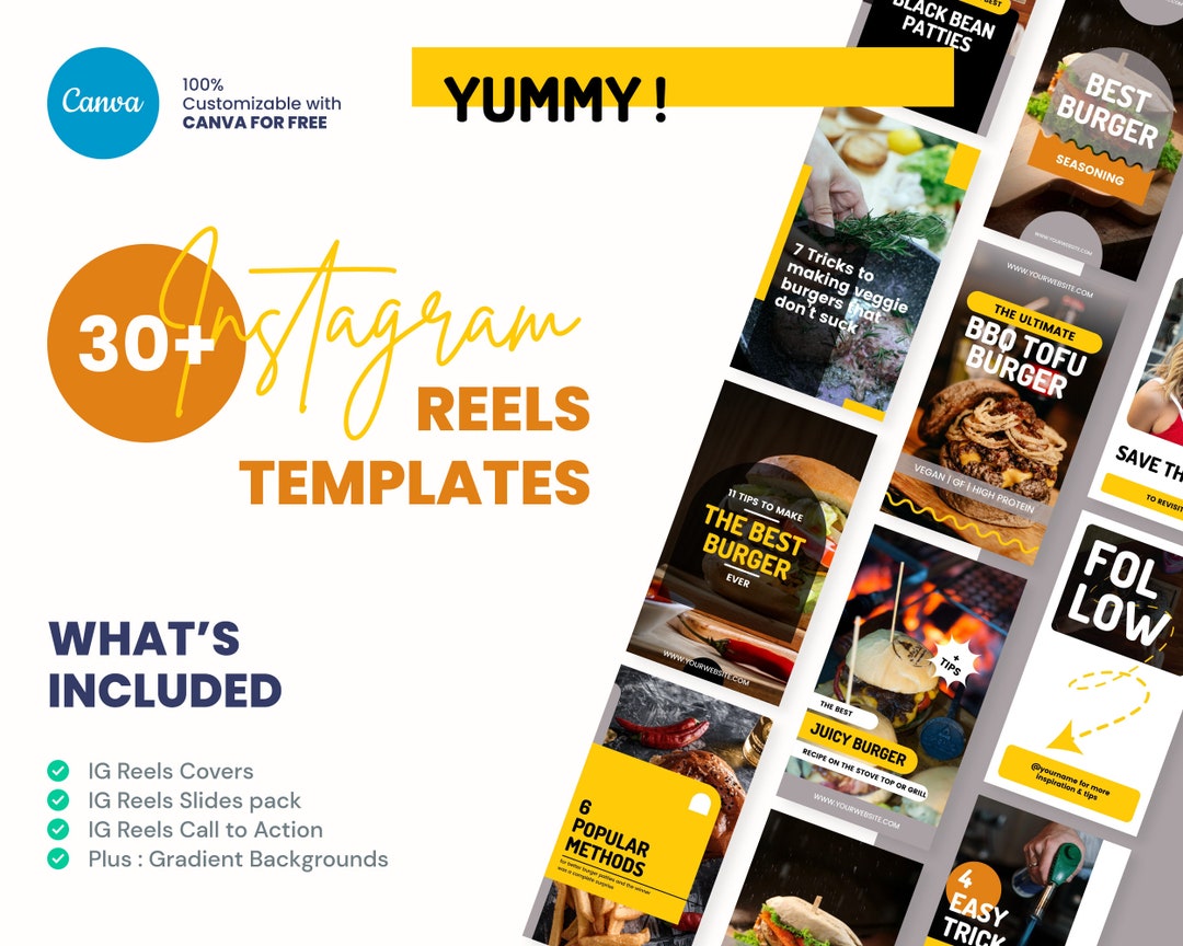 FOOD INSTAGRAM REELS Template + Covers, Blogger Marketing Canva, Recipe ...