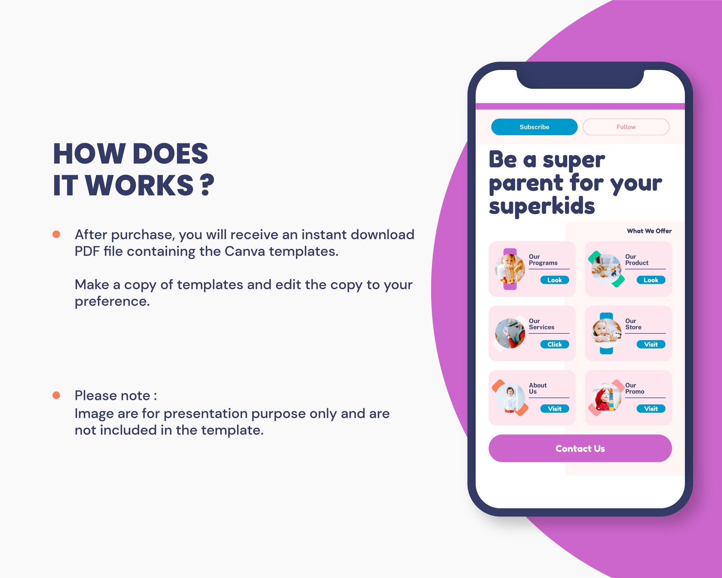 Link in Bio Template — Kidszone, Kids Canva Bio Link, Colorful ...
