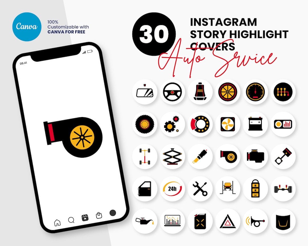 Instagram Highlight Covers for Automotive, Canva Instagram Story ...