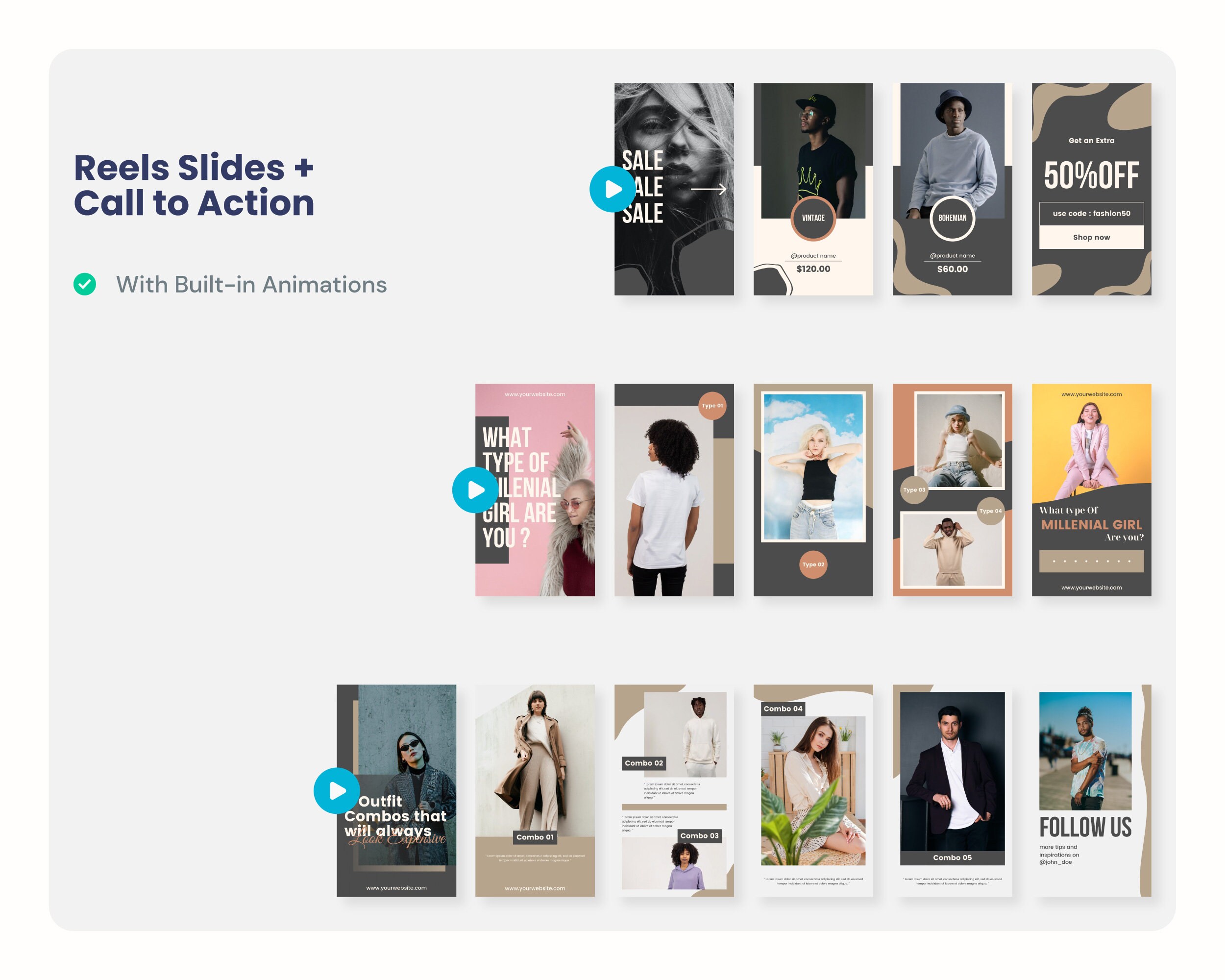 30 Instagram Reels Template Beiges, Fashion Elegant Canva Template for ...
