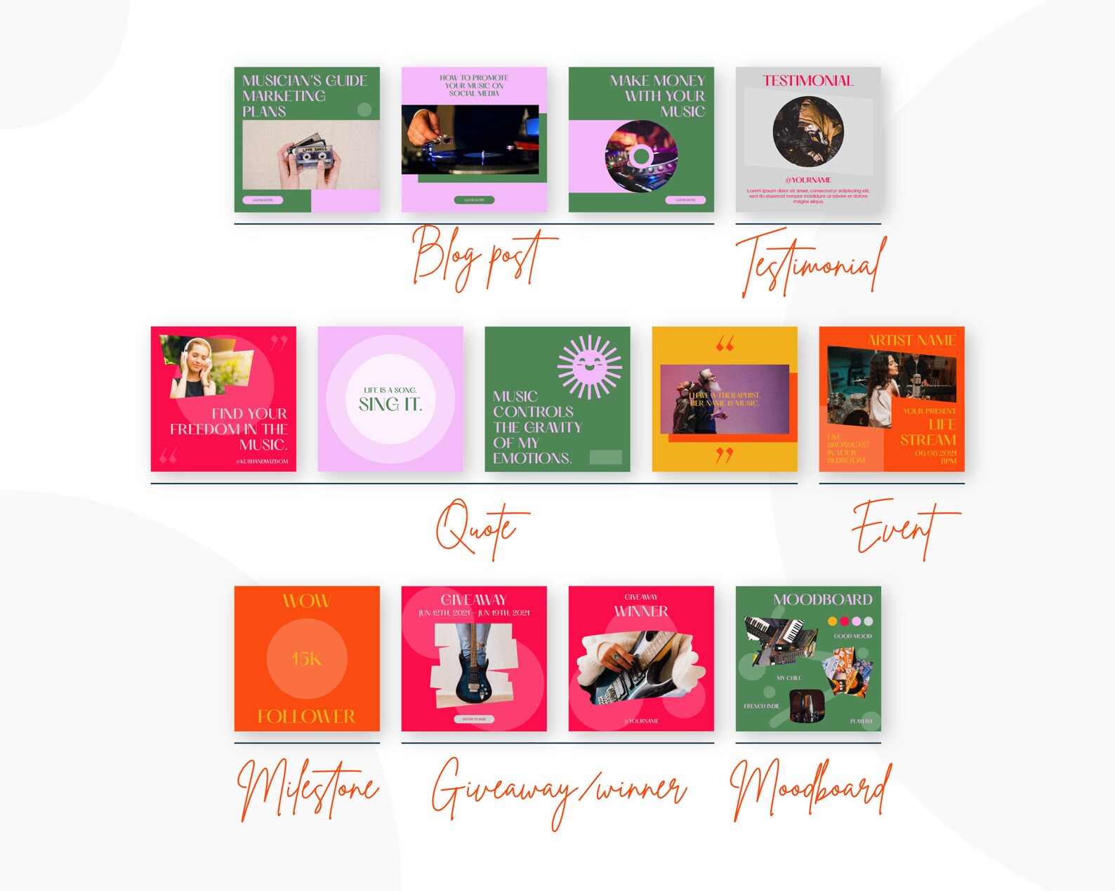 MUSIC INSTAGRAM TEMPLATES — Rhythm, Colorful Canva Template for Music ...