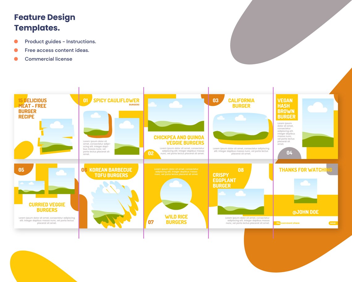 Instagram Template Food Carousel — Yummy, Canva Carousel Template ...