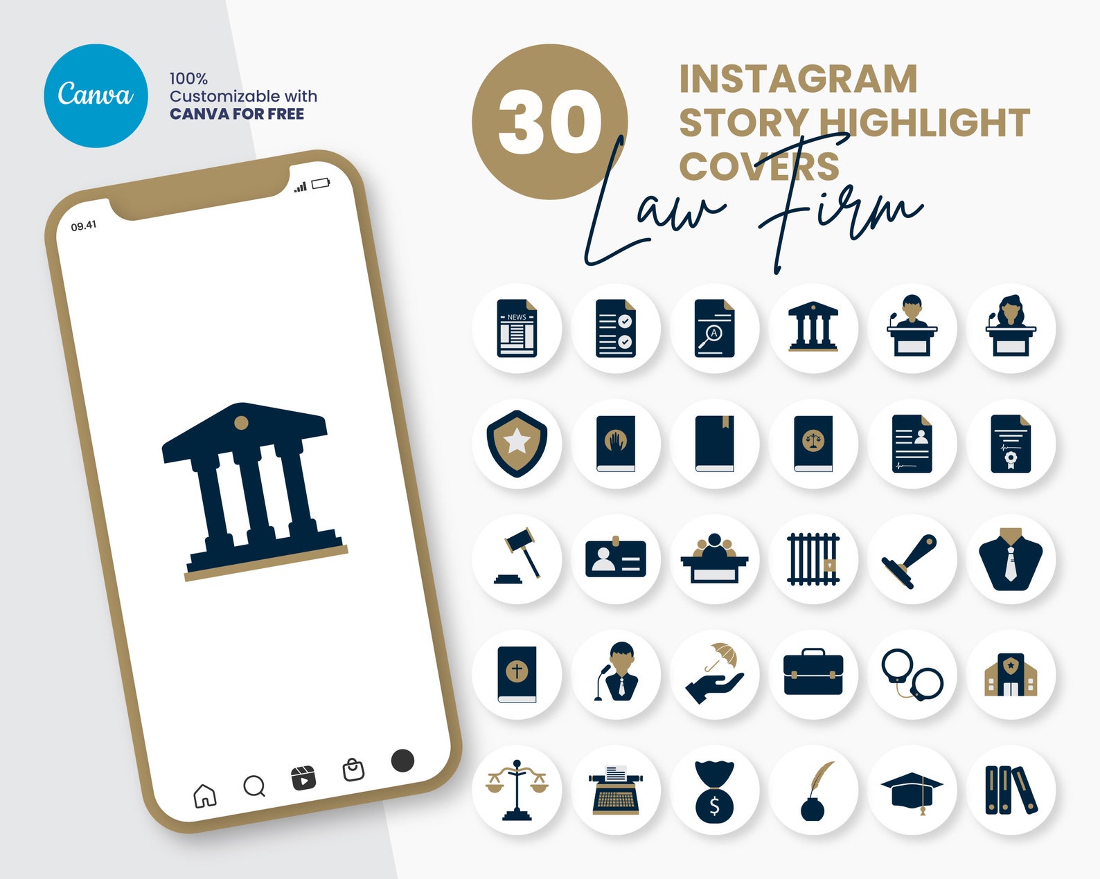 Instagram Highlight Covers for Lawyer Business, Canva Instagram Story ...