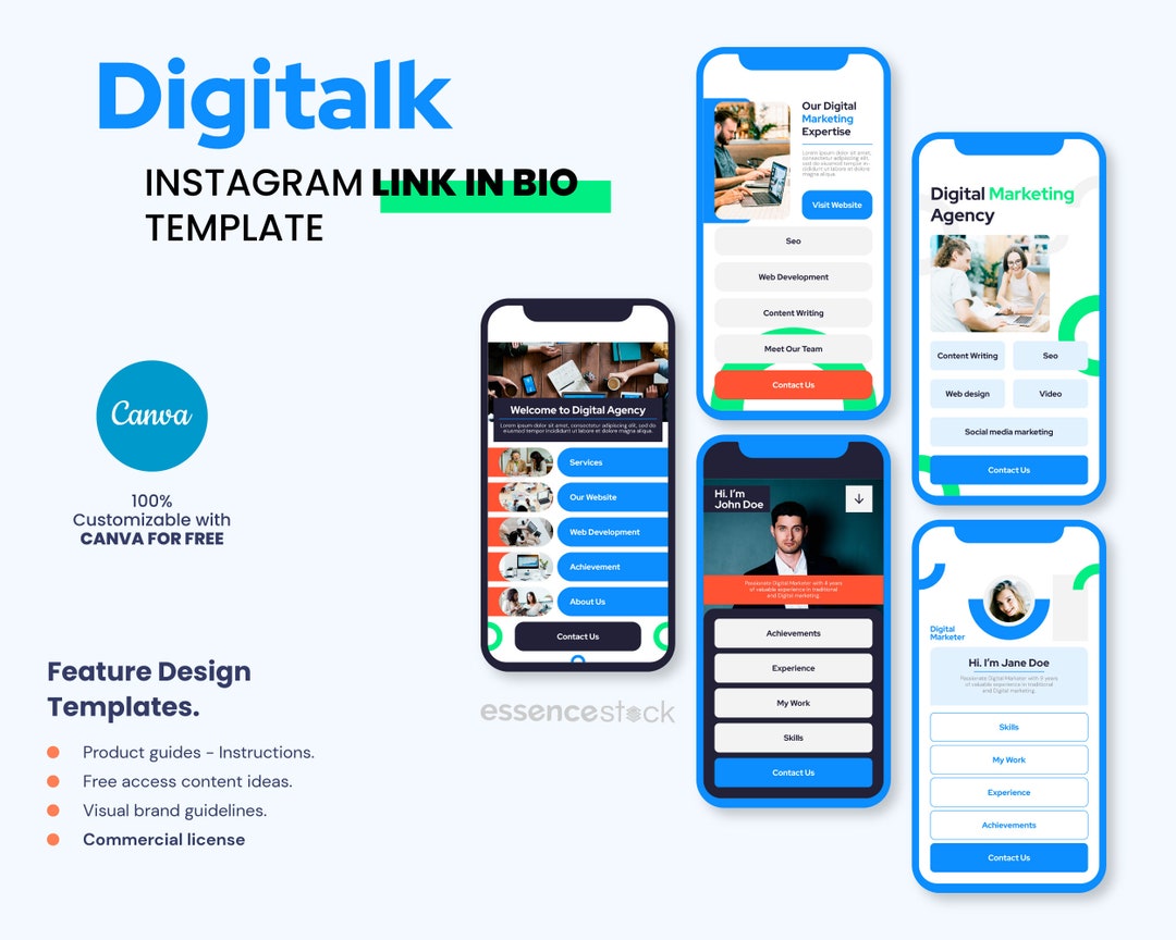 Link in Bio Template — Digitalk, Startup Canva Bio Link, IG Bio ...