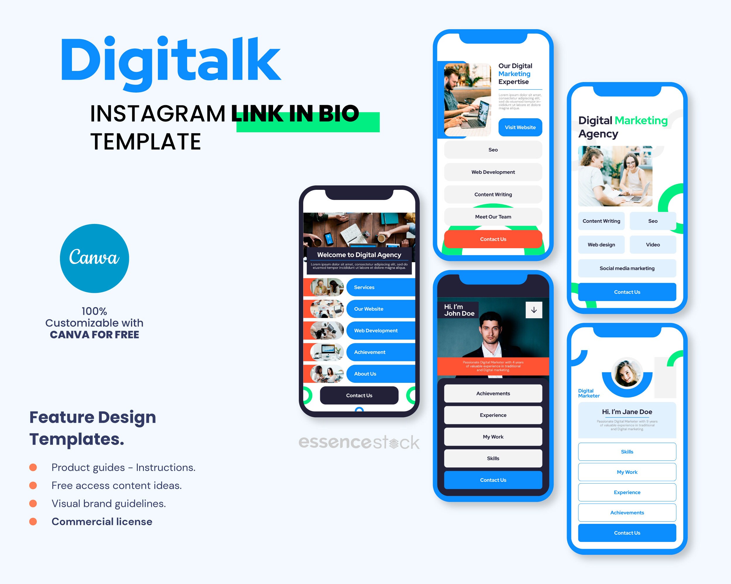 Link in Bio Template — Digitalk, Startup Canva Bio Link, IG Bio ...