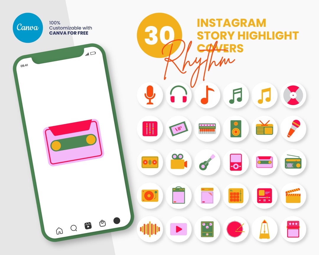 Instagram Highlight Covers for Music, Canva Instagram Story Highlight ...