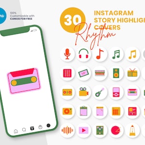 Instagram Highlight Covers for Music, Canva Instagram Story Highlight ...