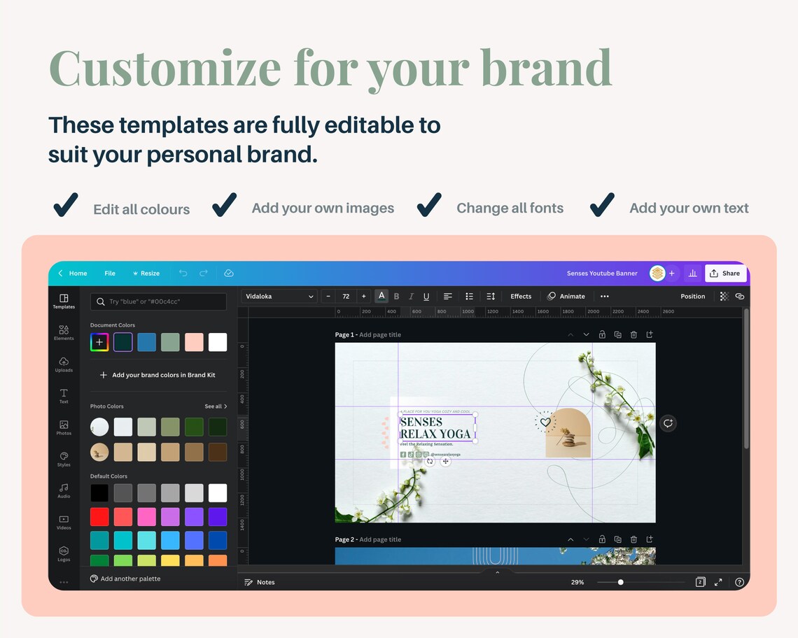Youtube Branding Kit for Health and Wellness, Editable Banners, Intros ...