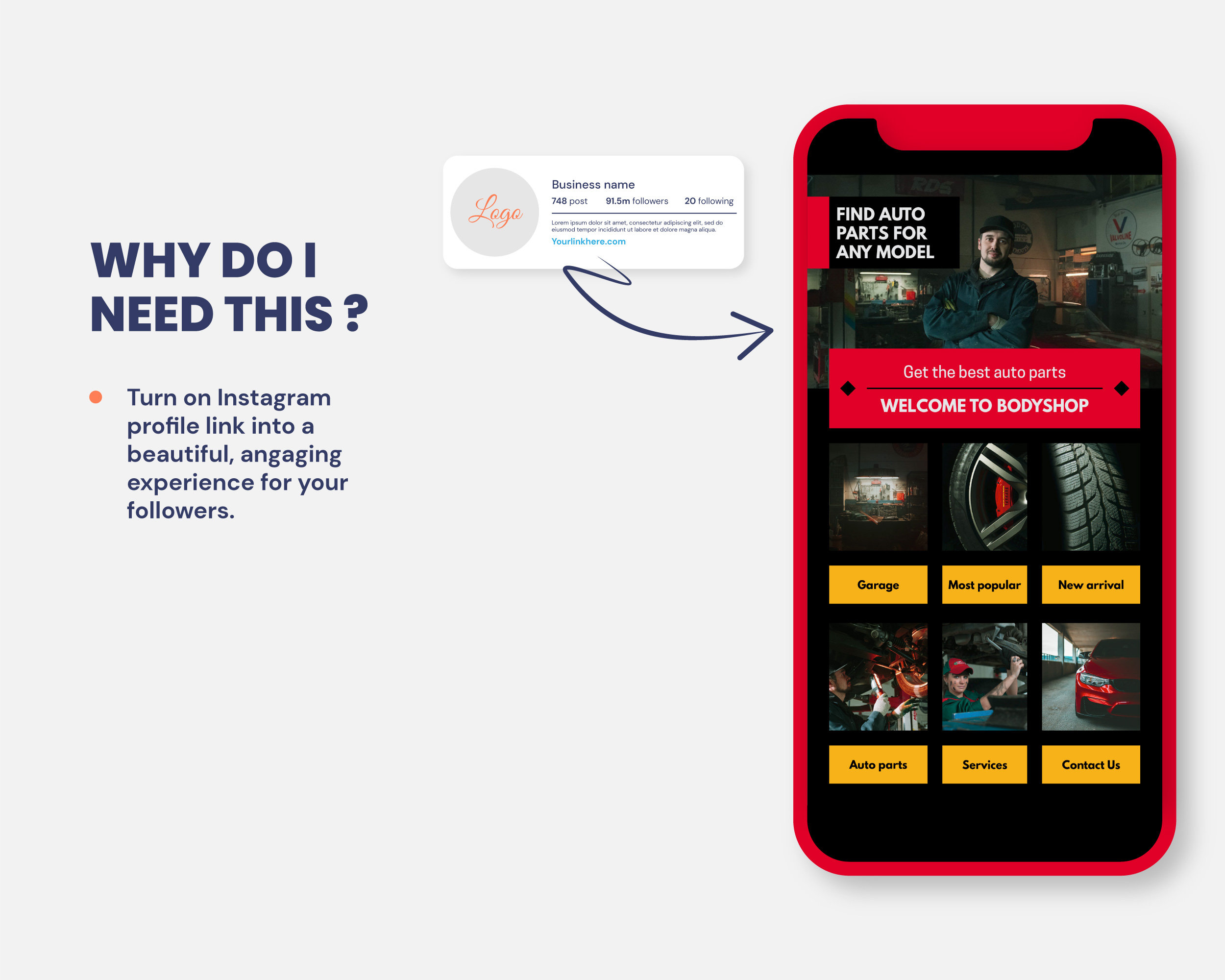 Link in Bio Template — Automotive, Canva Instagram Bio Link for Auto ...
