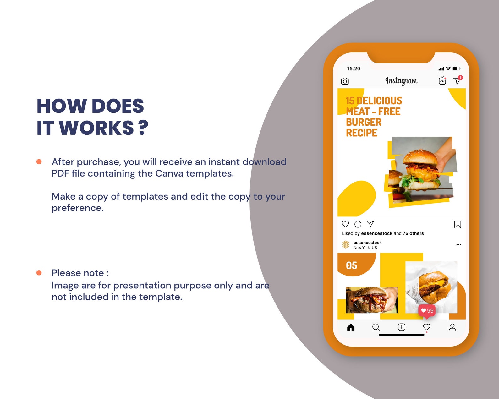 Instagram Template Food Carousel — Yummy, Canva Carousel Template ...