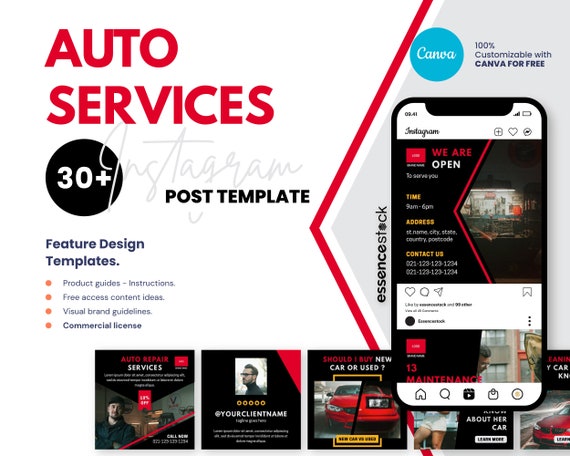 Auto Repair Shop INSTAGRAM POST Automotive Car Wash Spare | Etsy