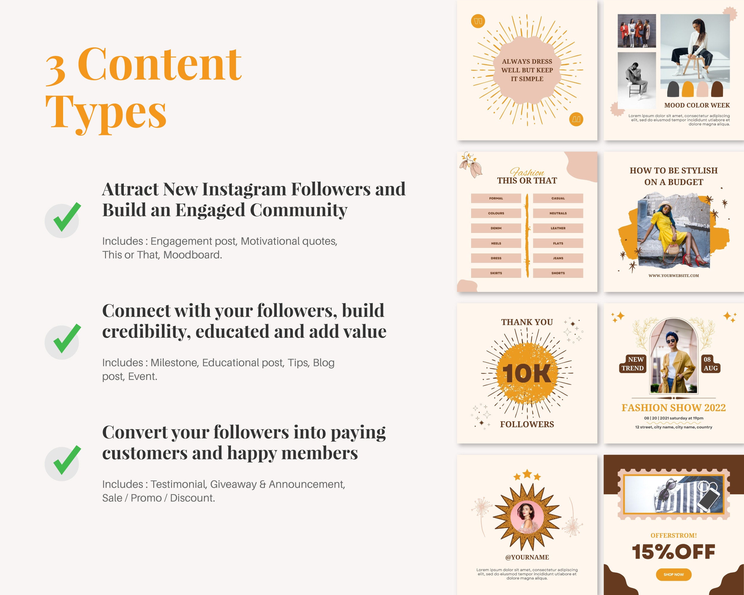 Fashion Instagram Post Template for Canva, Minimalist Instagram ...
