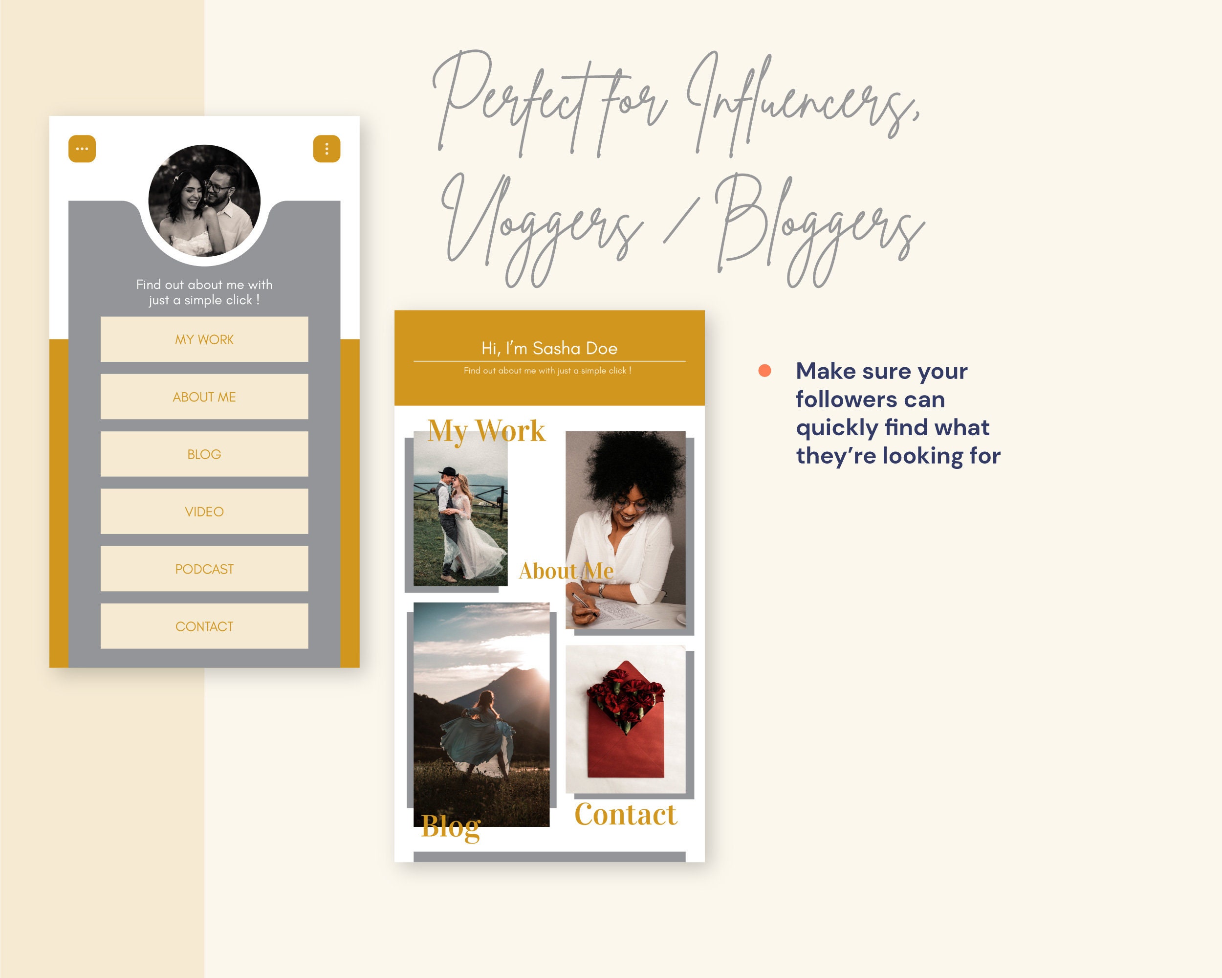 Canva Bio Link Template — Rustic Summer, Wedding Instagram Landing Page ...