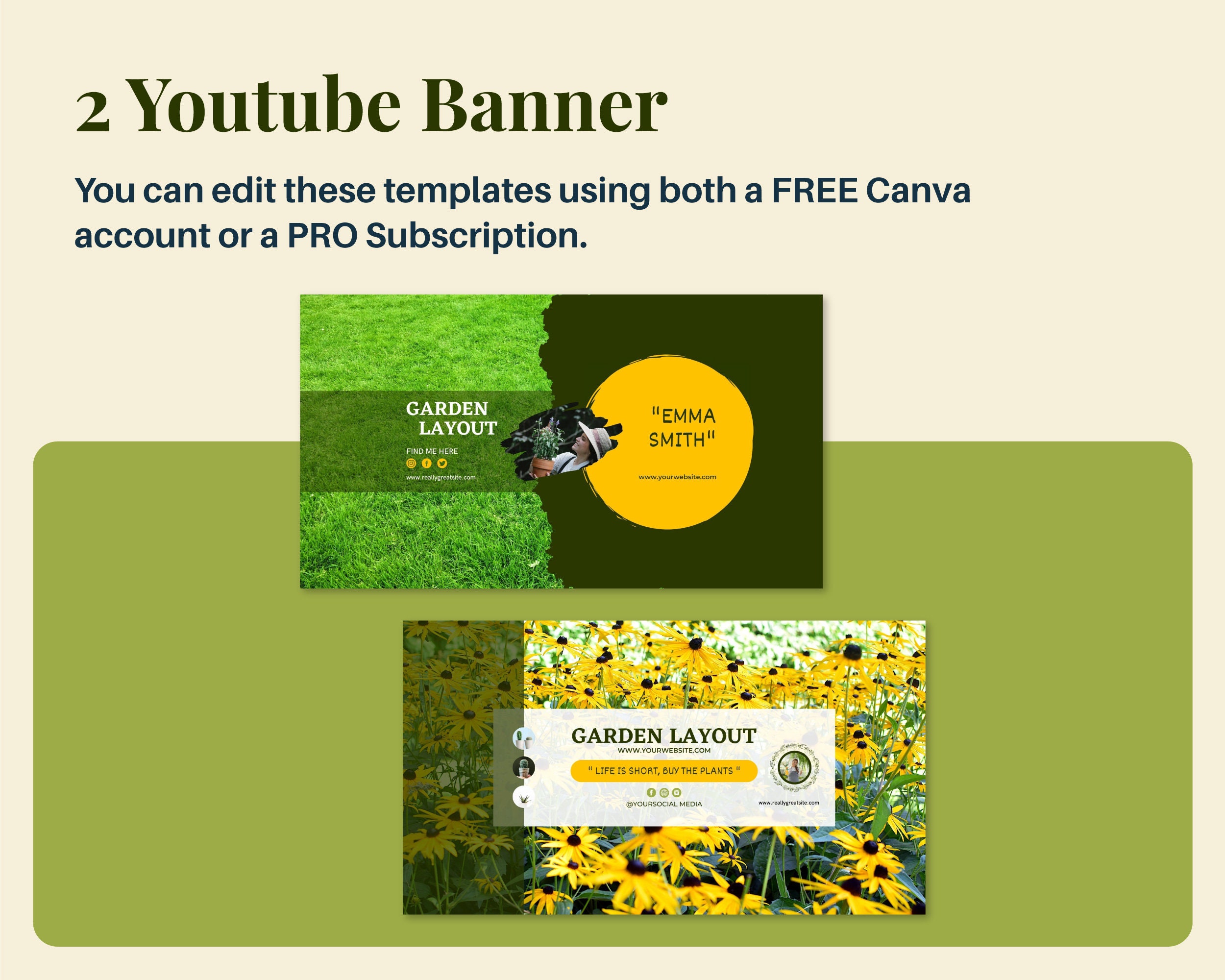 Gardening Youtube Canva Templates, Youtube Banner, Flower Shop Brand ...