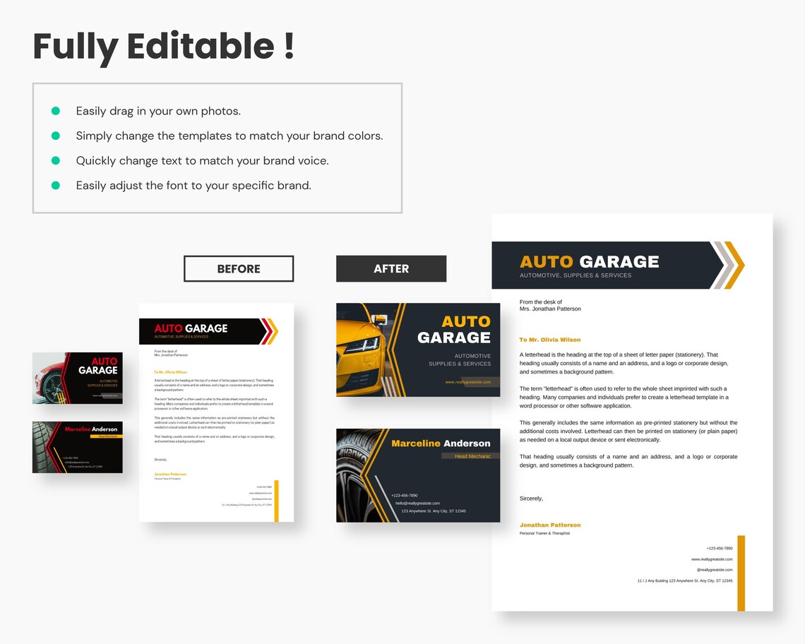 Business Card & Letterhead Template for Automotive, Car, Modern ...