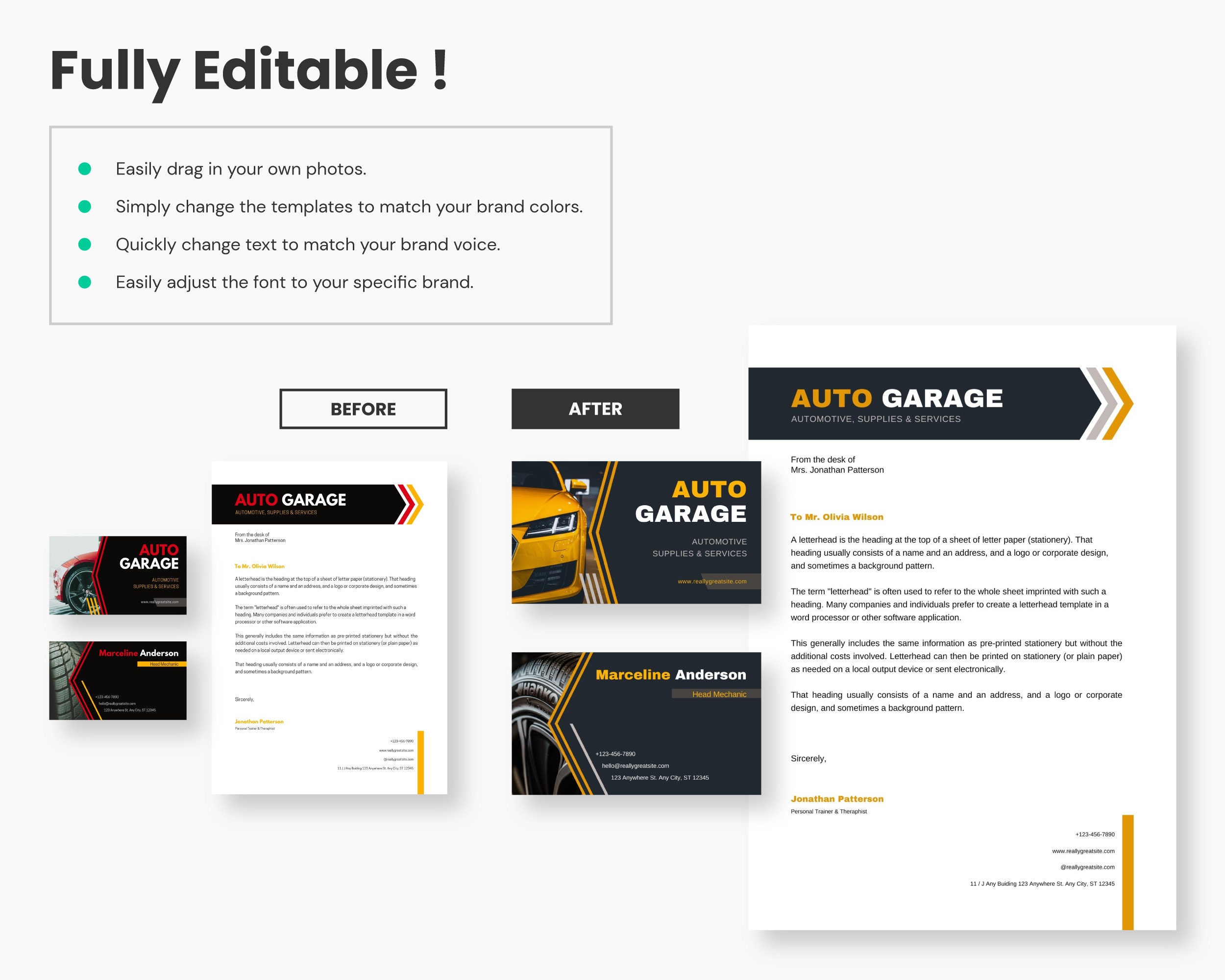 Business Card & Letterhead Template for Automotive, Car, Modern ...