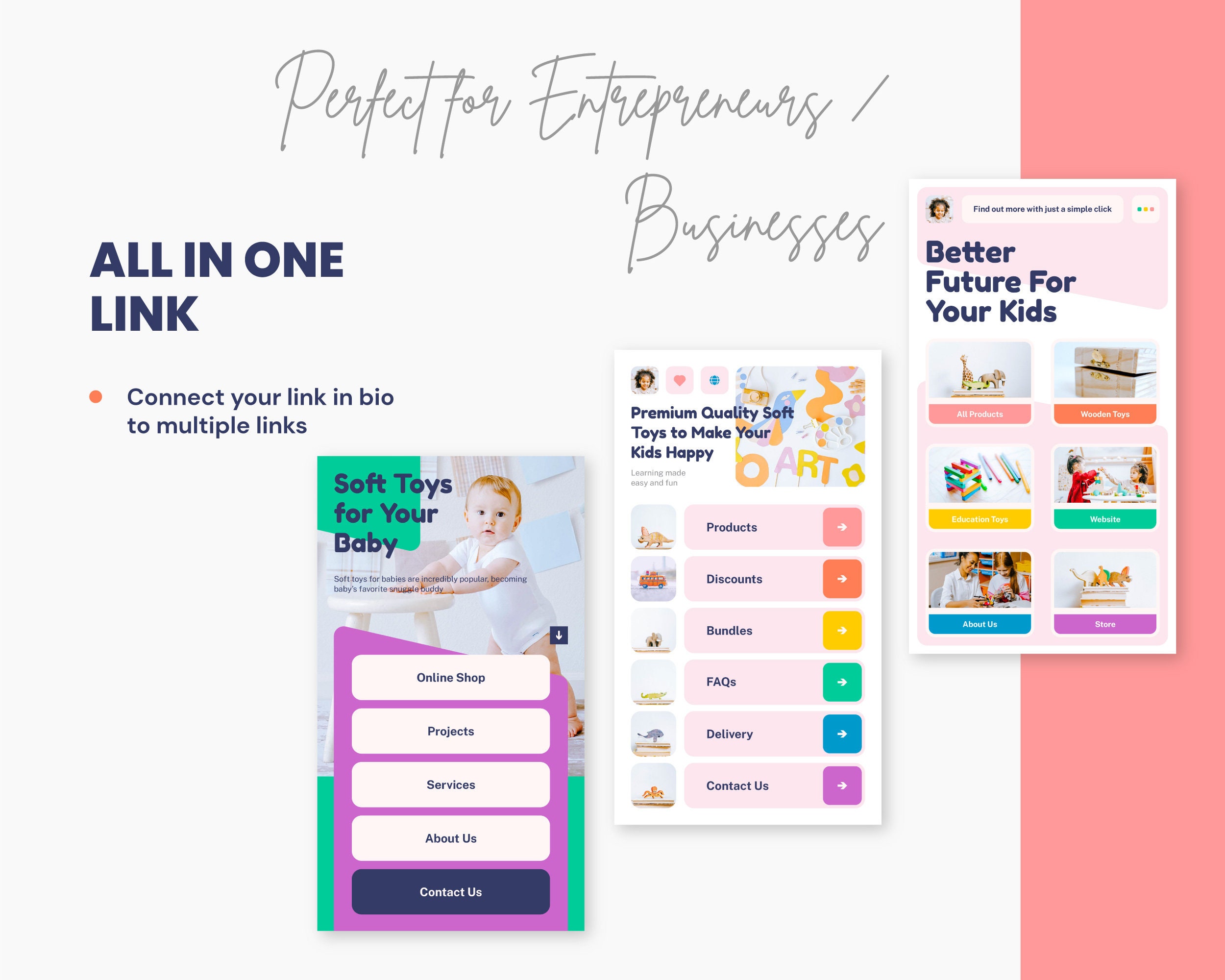 Link in Bio Template — Kidszone, Kids Canva Bio Link, Colorful ...