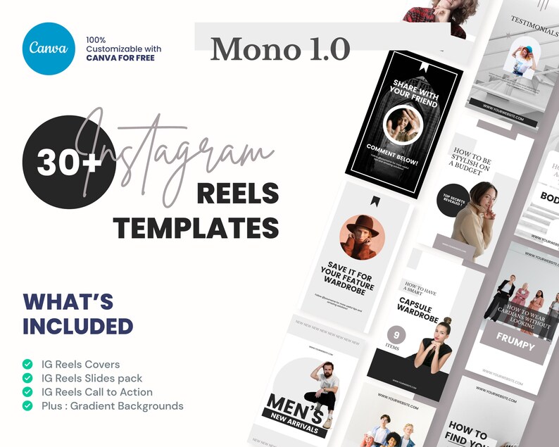 Instagram Reels Templates Mono - Canva Templates for Instagram Reels ...