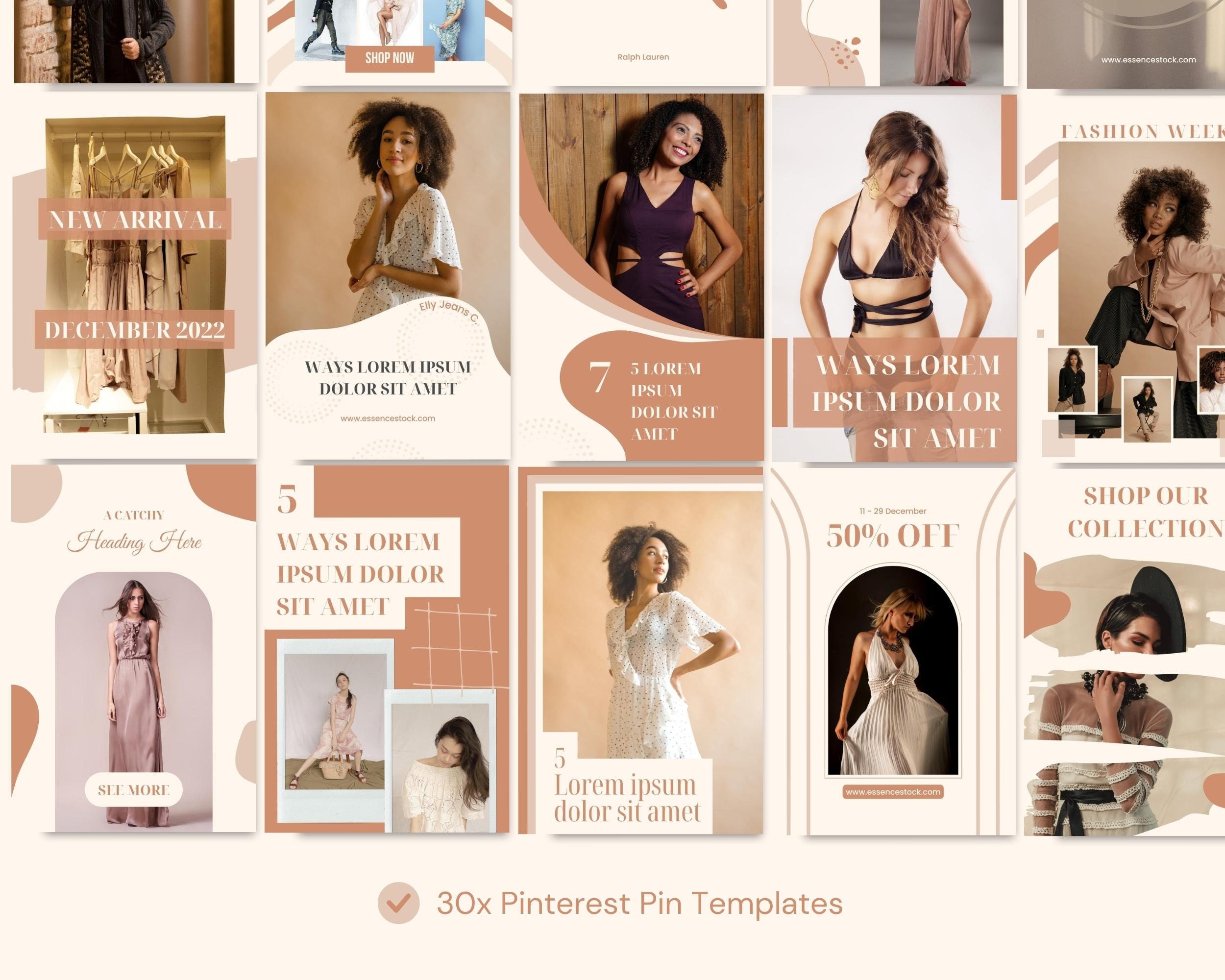 30 Pinterest Templates Canva Fashion Pinterest Templates - Etsy