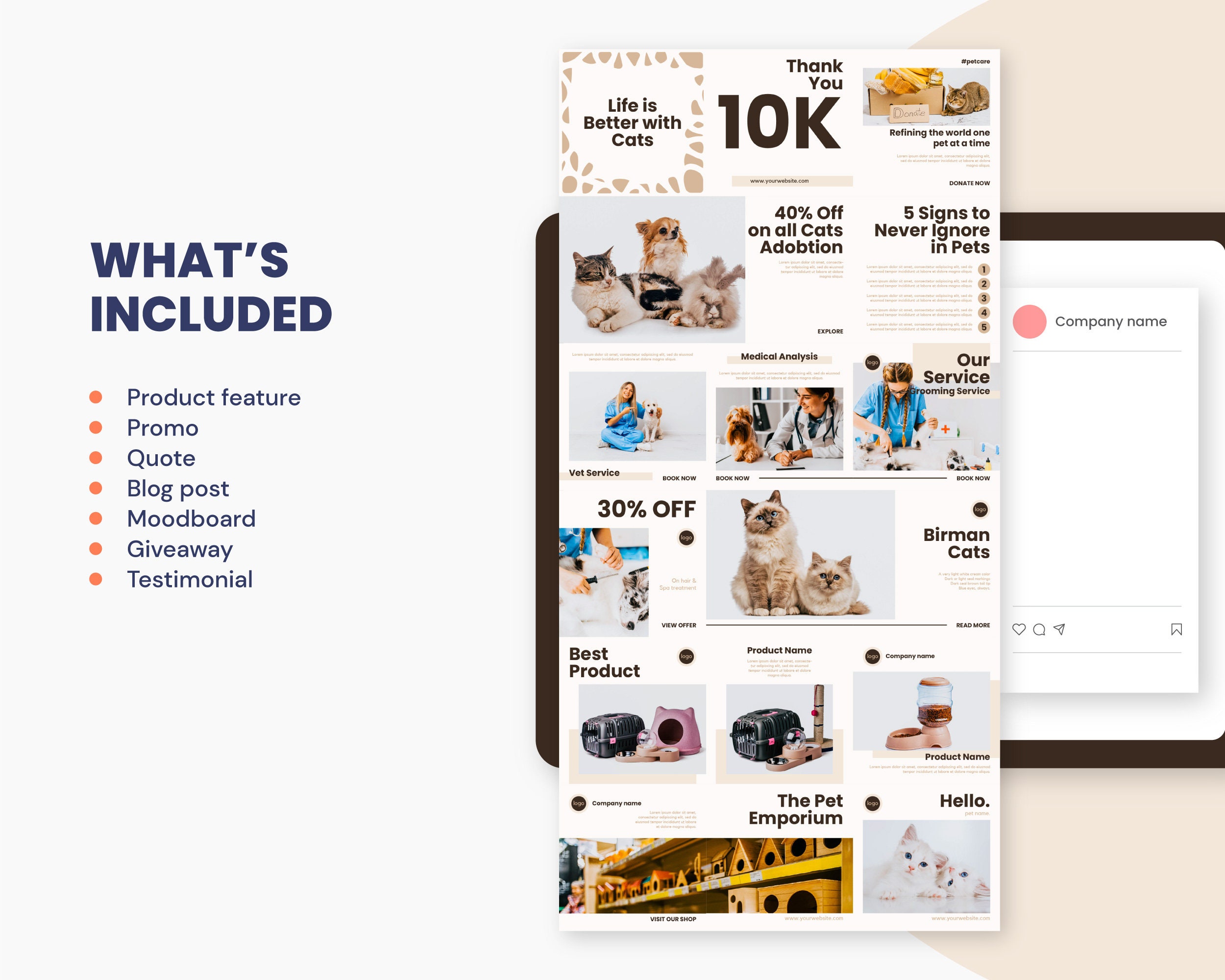 Pet Instagram Template — Lynx, Instagram Puzzle for Pet Shop, Pet ...