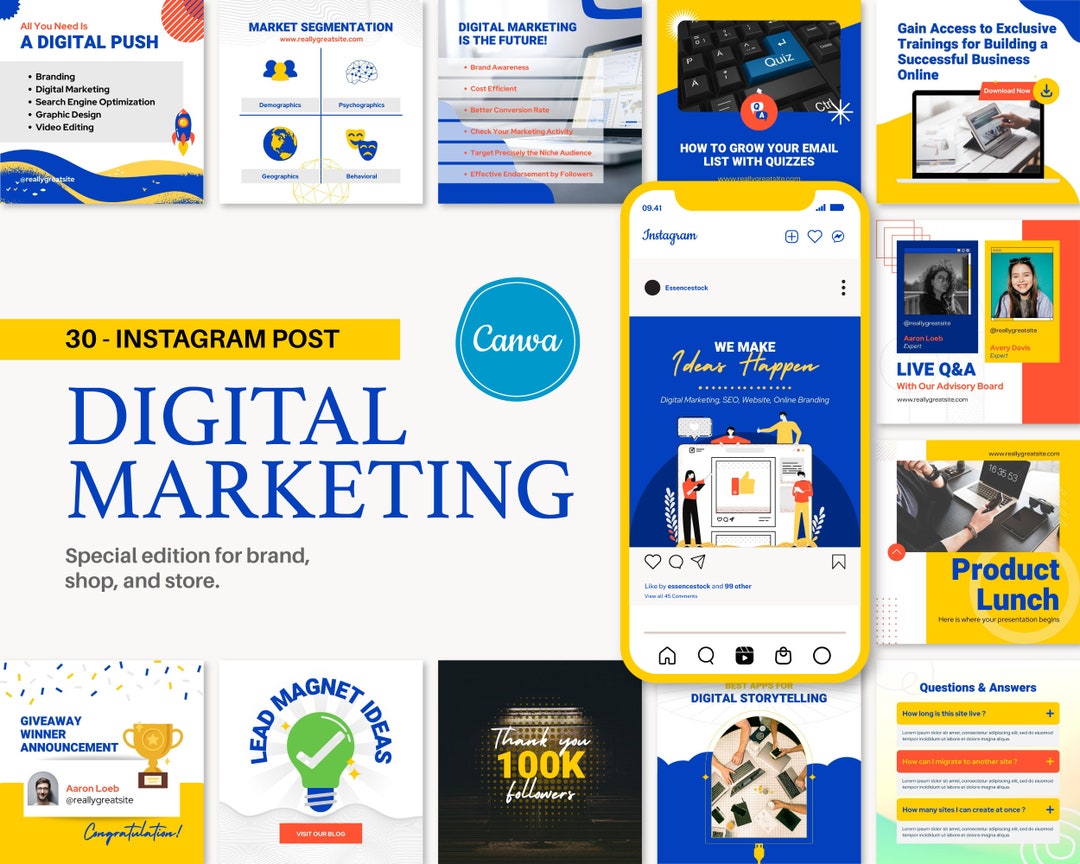 Digital Marketing Instagram Template, Canva Template for Social Media ...