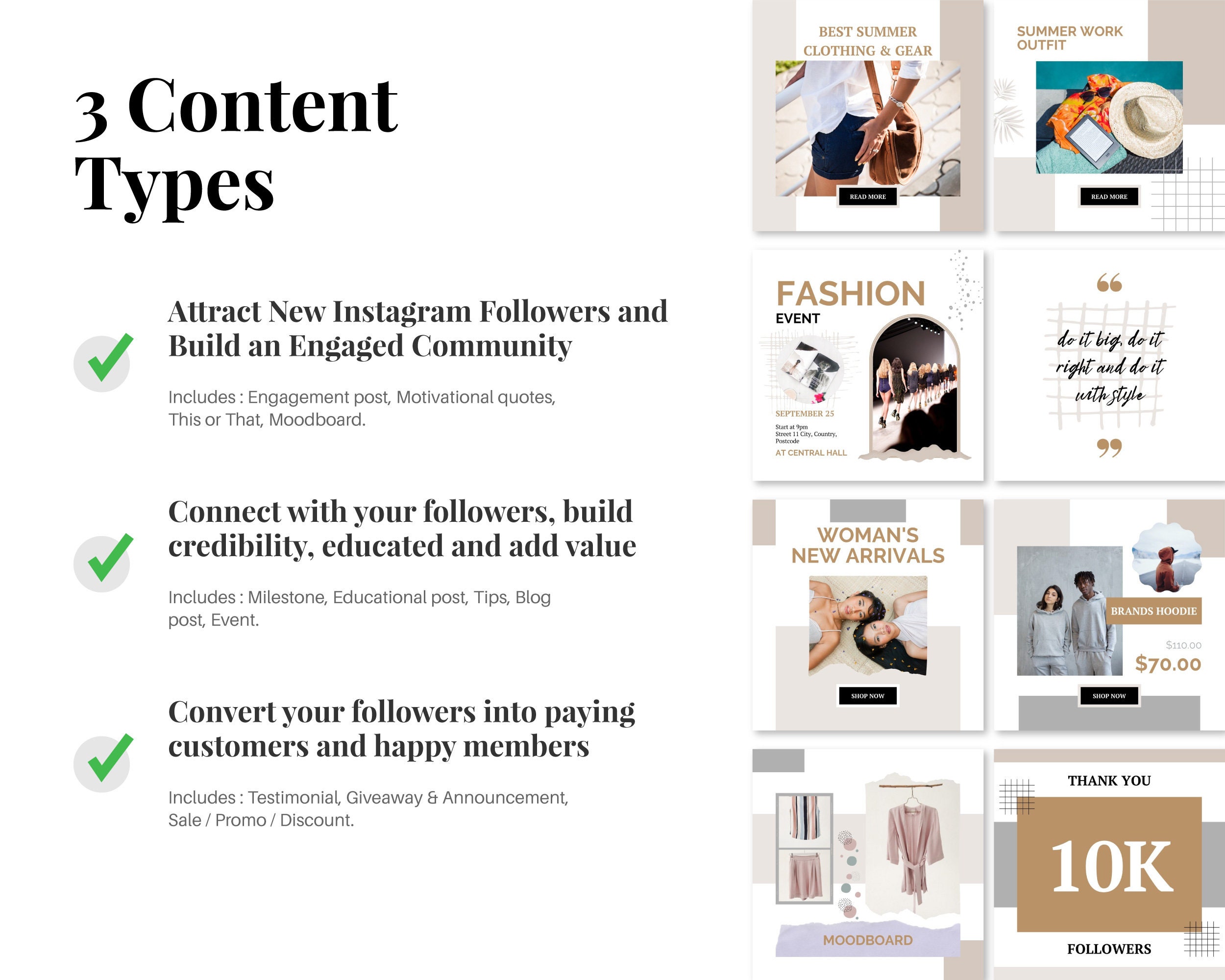 Instagram Post Template — Linen Style, Fashion Blogger Templates, IG ...