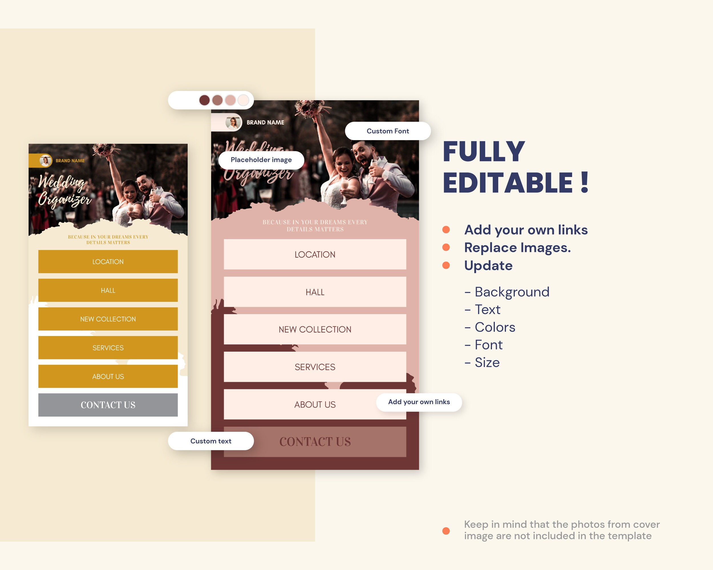 Canva Bio Link Template — Rustic Summer, Wedding Instagram Landing Page ...