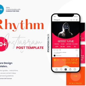 MUSIC INSTAGRAM TEMPLATES — Rhythm, Colorful Canva Template for Music ...