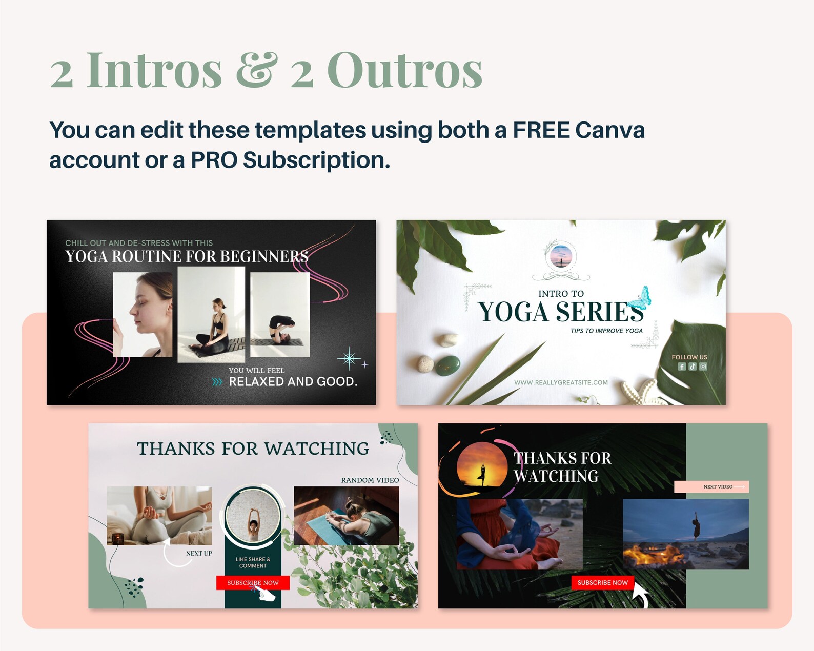 Youtube Branding Kit for Health and Wellness, Editable Banners, Intros ...