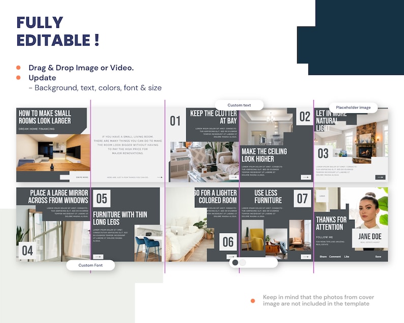Instagram Carousel Posts for Canva — Real Estate, Realtor Instagram ...
