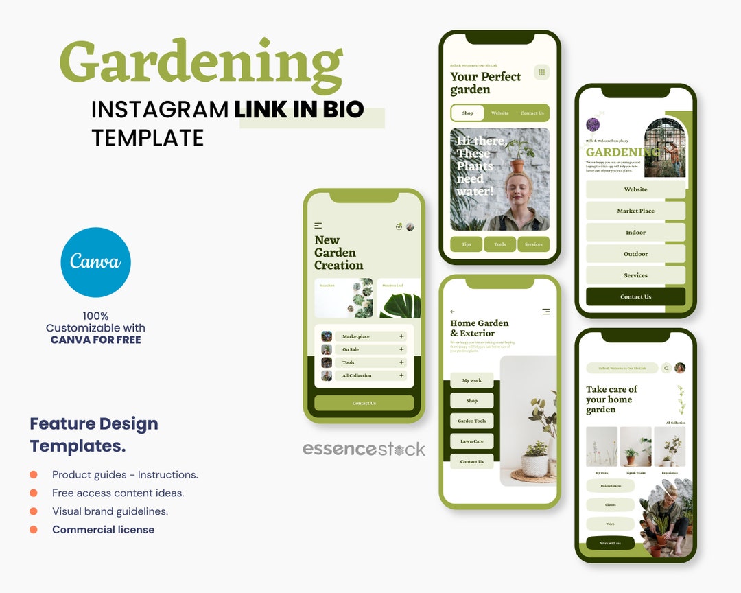 5+ Bio Link Template Gardening, Green Nature Canva Template for Social ...