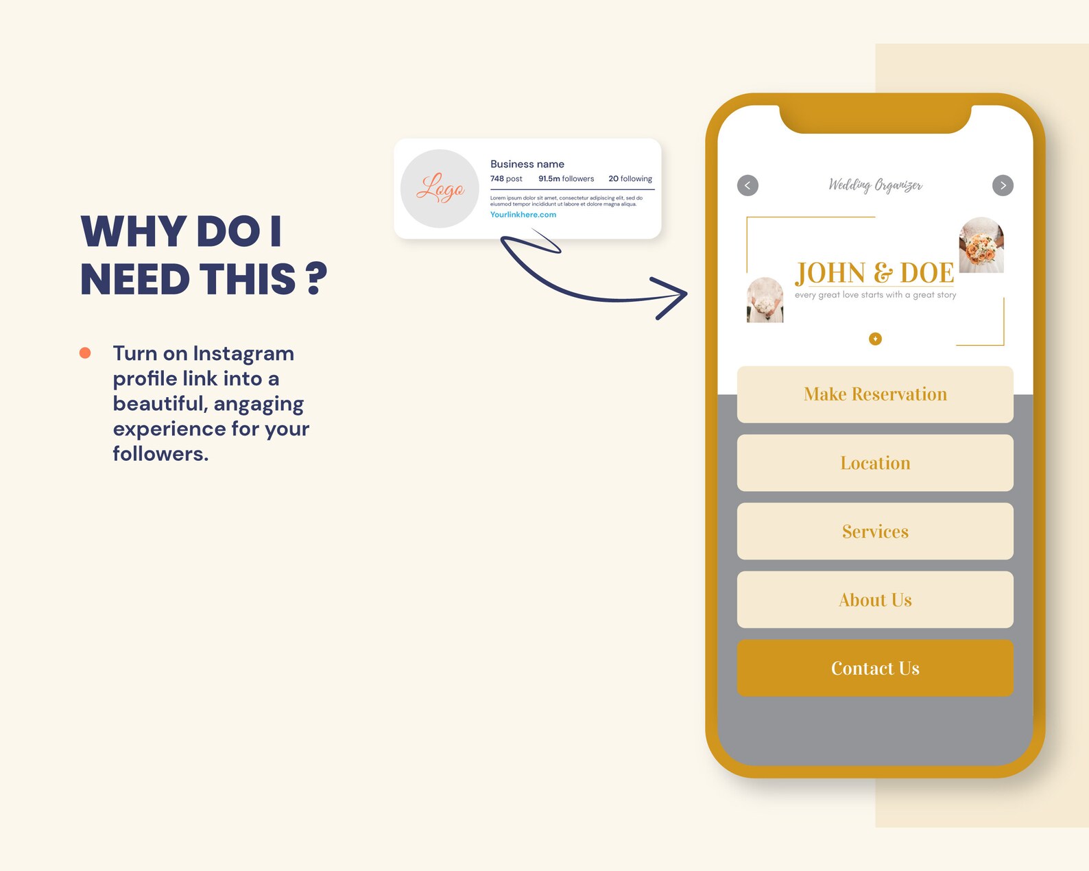 Canva Bio Link Template — Rustic Summer, Wedding Instagram Landing Page ...