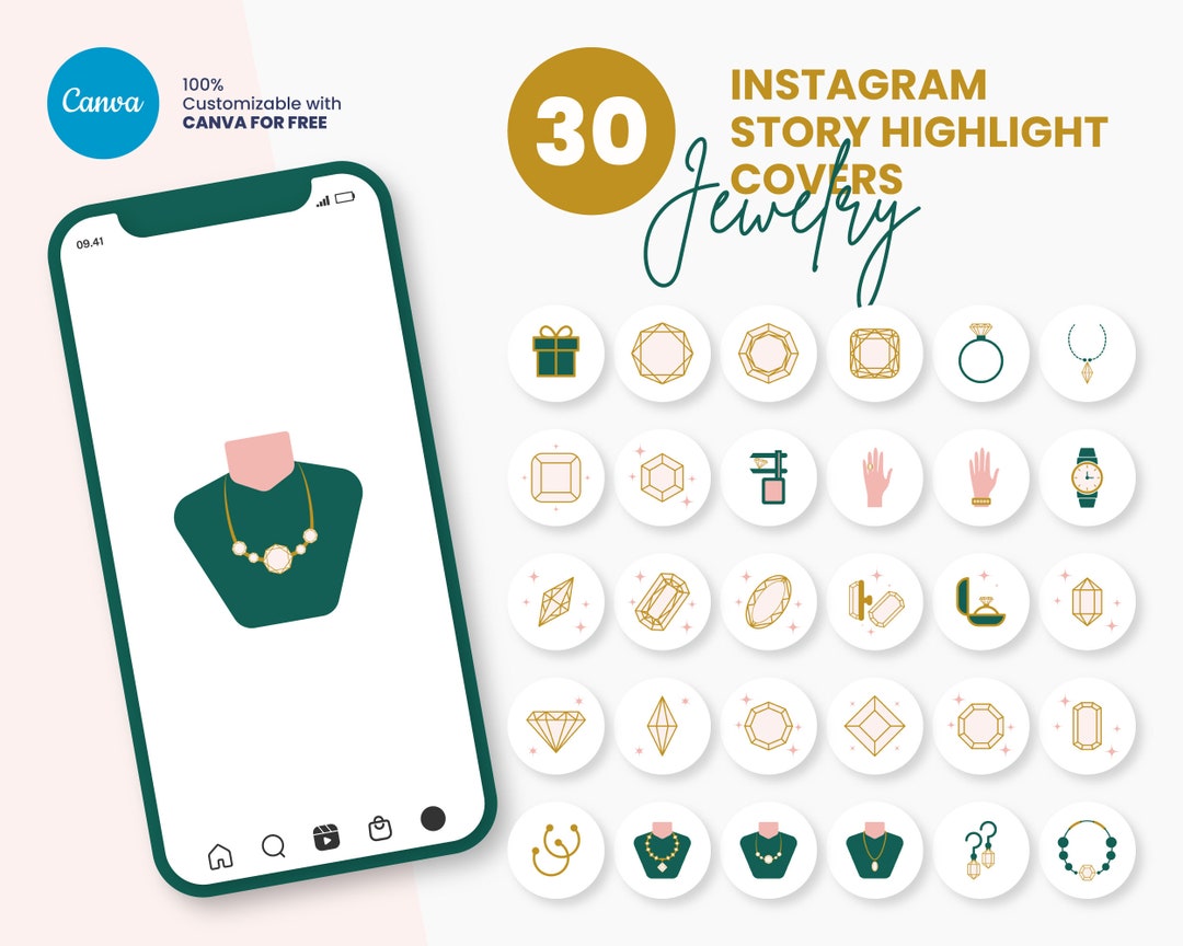 Instagram Highlight Covers for Jewelry, Canva Instagram Story Highlight ...