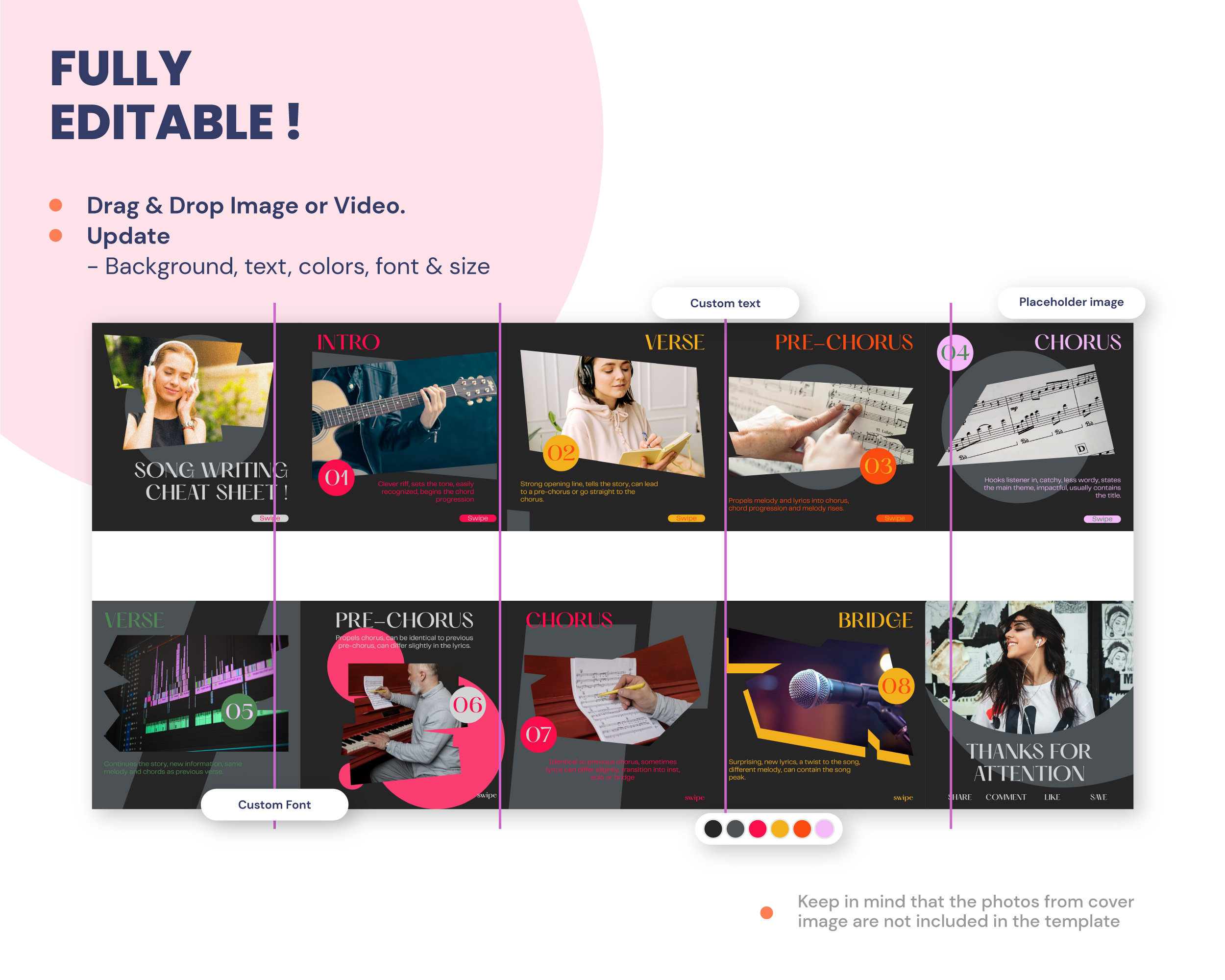 Instagram Carousel Posts for Canva — Rhythm, Canva Carousel Template ...