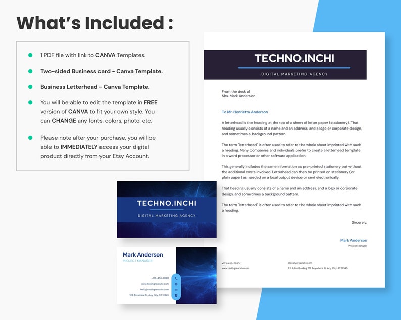 Business Card & Letterhead Template for Tech, Startup, Modern Business ...